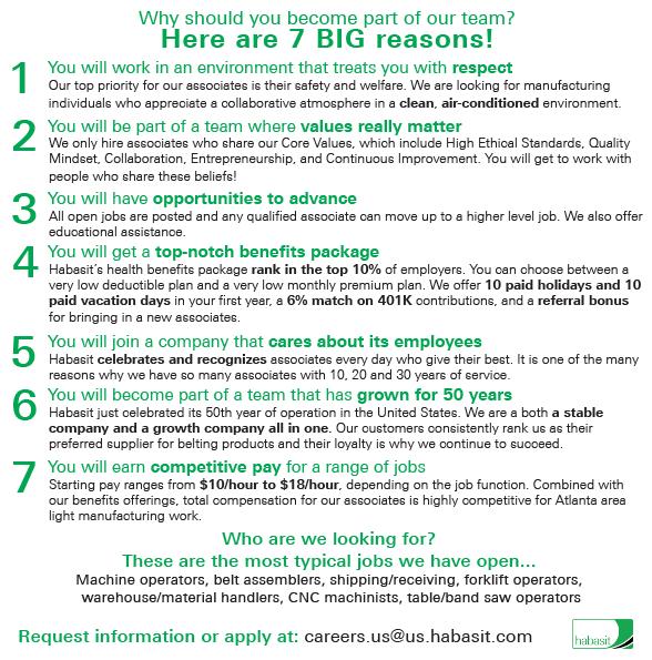 Habasit America Mission, Benefits, and Work Culture | Indeed.com